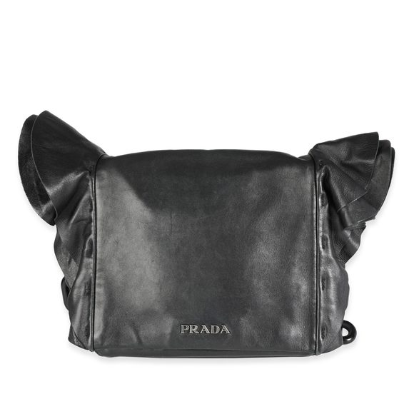 Prada | Bags | Prada Black Nappa Leather Ruffle Resin Chainlink ...